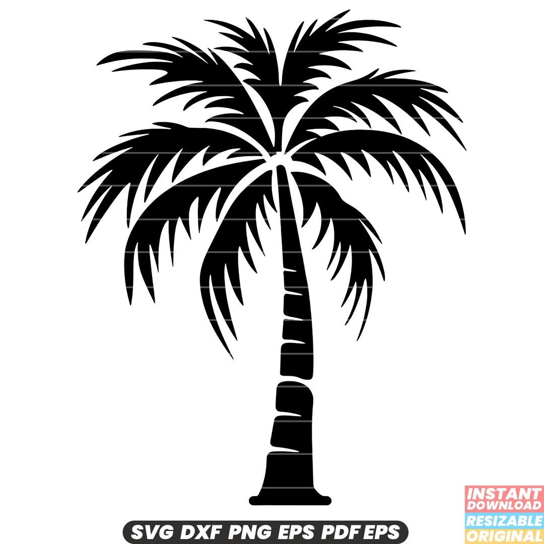 Palm Tree SVG Tropical Illustration Palm Tree Clipart Beach Graphic ...