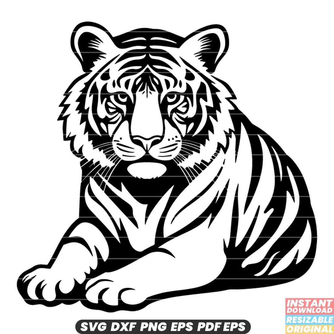 Tiger SVG Wildlife Illustration Tiger Clipart Big Cat Graphic Fierce ...