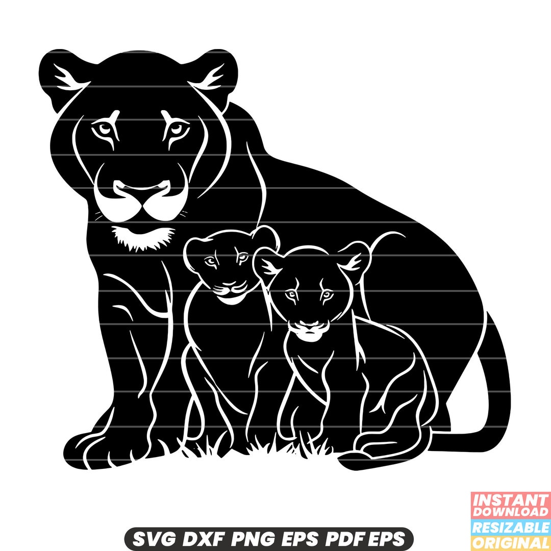 Mom Lion SVG Wildlife Illustration Mother Lion Clipart Big Cat Graphic ...