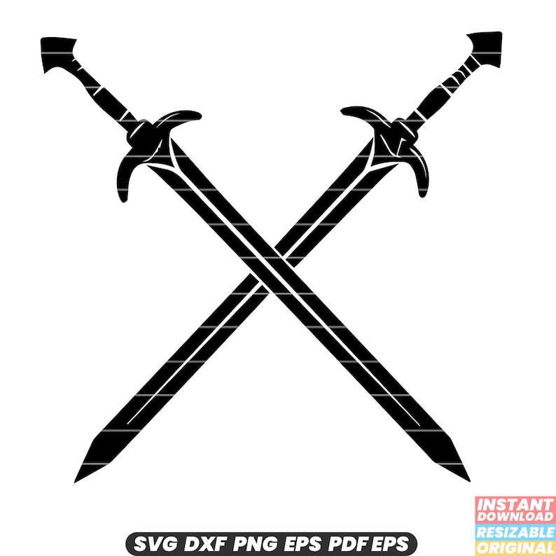 Crossed Swords SVG Weaponry Medieval Battle Combat Warrior Duel Knight ...