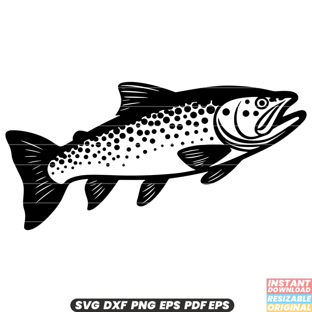 Lake Trout Fish Freshwater Fishing Angling Wildlife Nature SVG DXF PNG ...