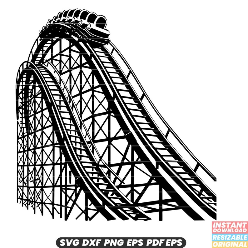Roller Coaster SVG Amusement Park Ride, Thrilling Rollercoaster, Fun ...
