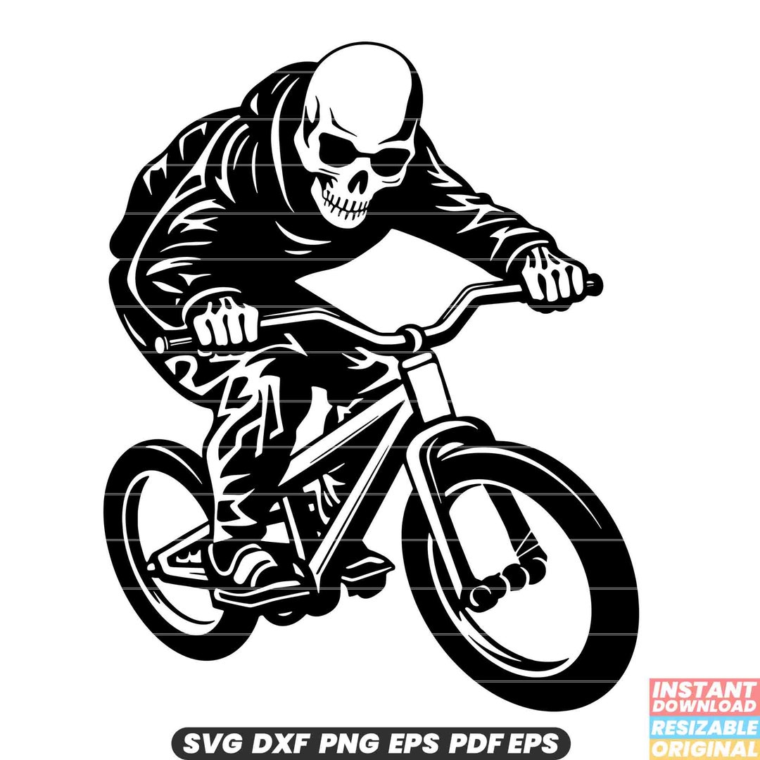 Skeleton Bicycle SVG - Spooky Bike, Halloween Decoration, Rider ...
