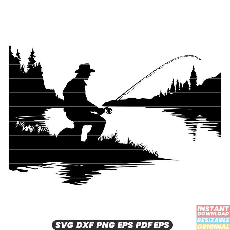 Fisherman Fishing Angler Catch Rod Reel Sport Leisure Outdoor Hobby SVG ...