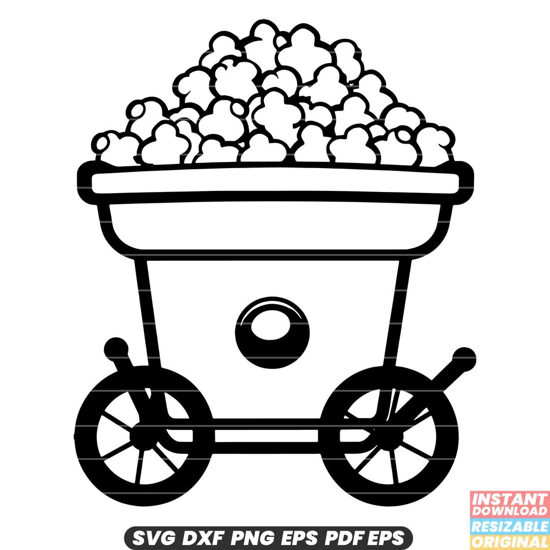 Popcorn Stall SVG - Carnival Snack Stand, Movie Theater Treat, Fun Food ...