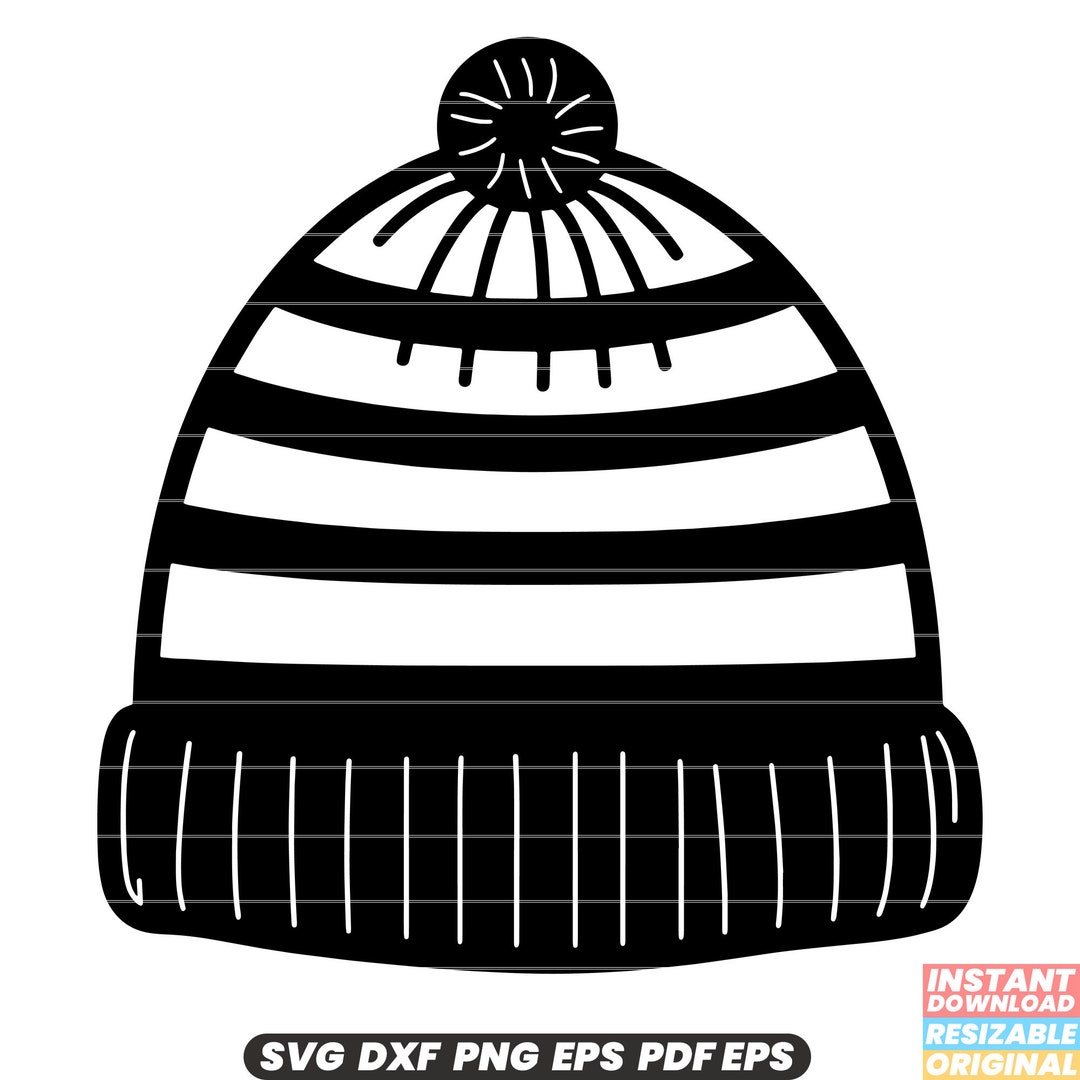Beanie Hat SVG, DXF, PNG, Cozy Winter Cap Cut File, Knitwear Clipart ...