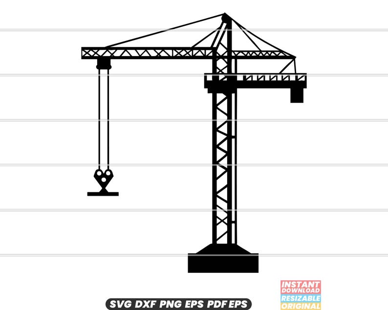 Construction Crane SVG DXF PNG Cut File Clipart Instant Download ...