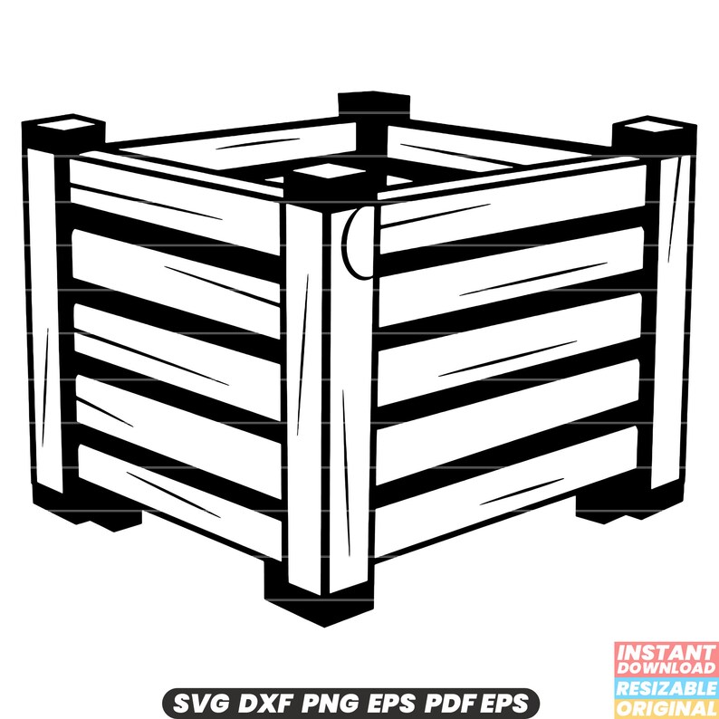Wooden Crate SVG Storage Container Illustration Vintage Wooden Box ...