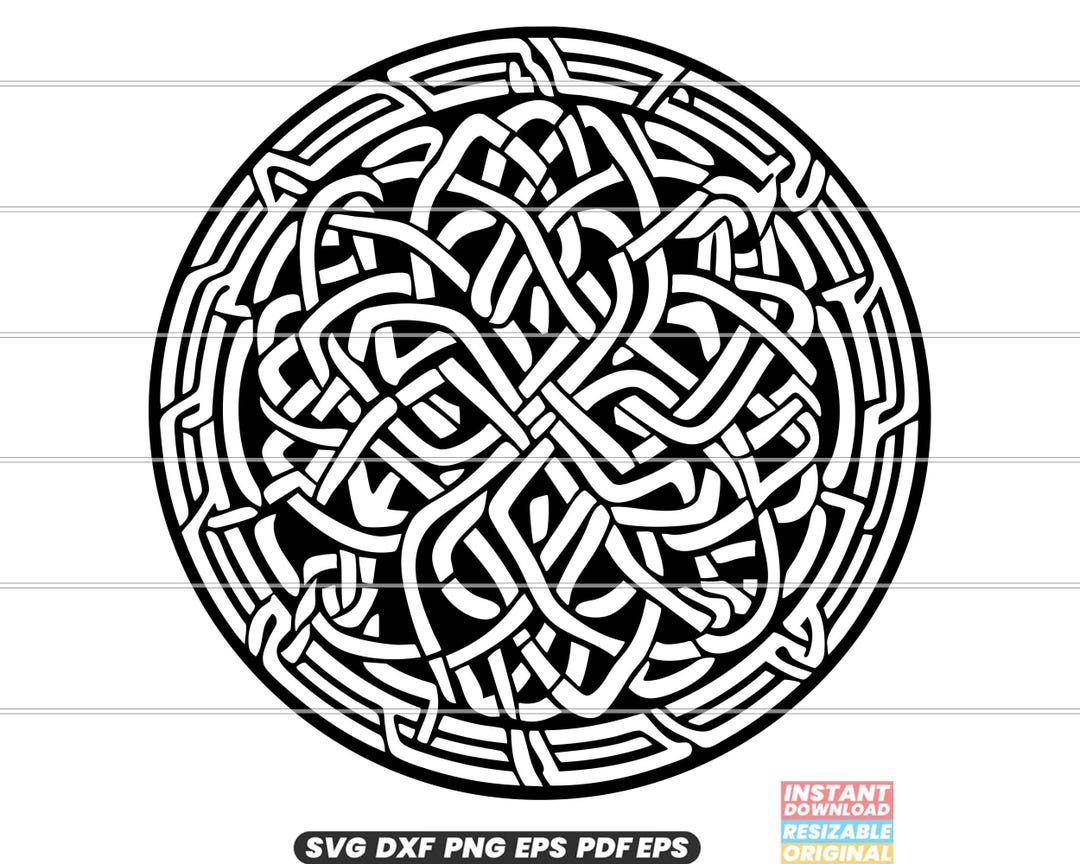 Circle Celtic Knot Pattern SVG DXF PNG Cut File Clipart Instant ...