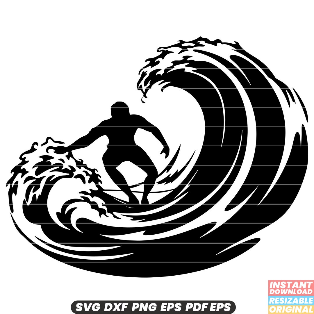 Surf Beach Ocean Wave Water Sport Surfing Board SVG DXF PNG Cut File ...
