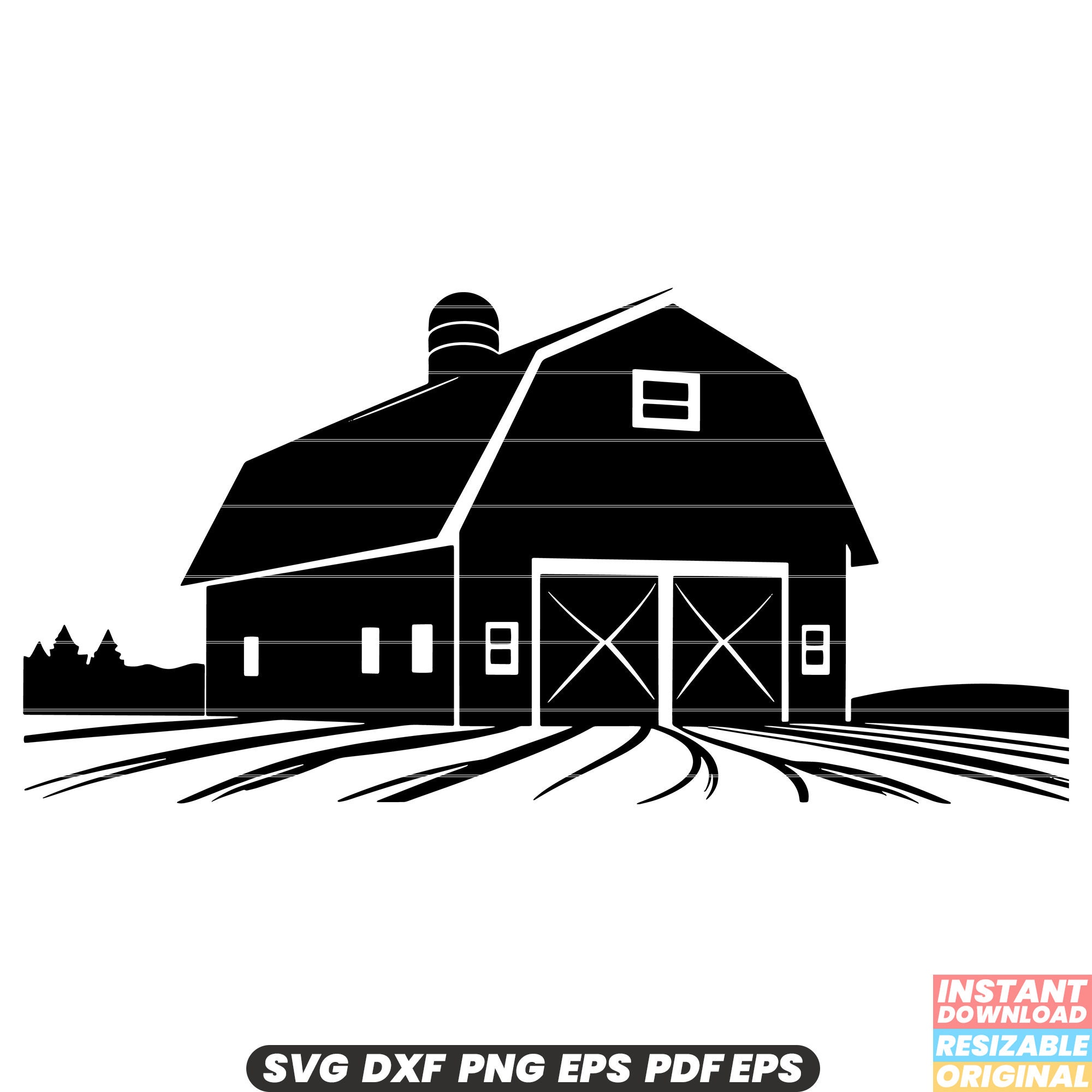 Barn Farm Agriculture Structure Building Rural Countryside SVG DXF PNG ...
