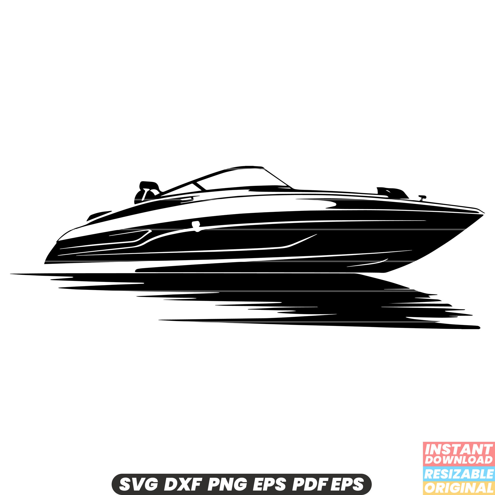 Jetboat Watercraft Speedboat Marine River Racing Adventure SVG DXF PNG ...