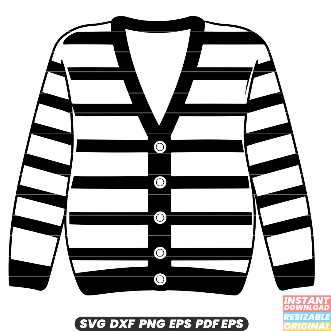 Cardigan SVG, Cardigan DXF, Cardigan PNG: Cozy Knitwear Fashion Digital ...