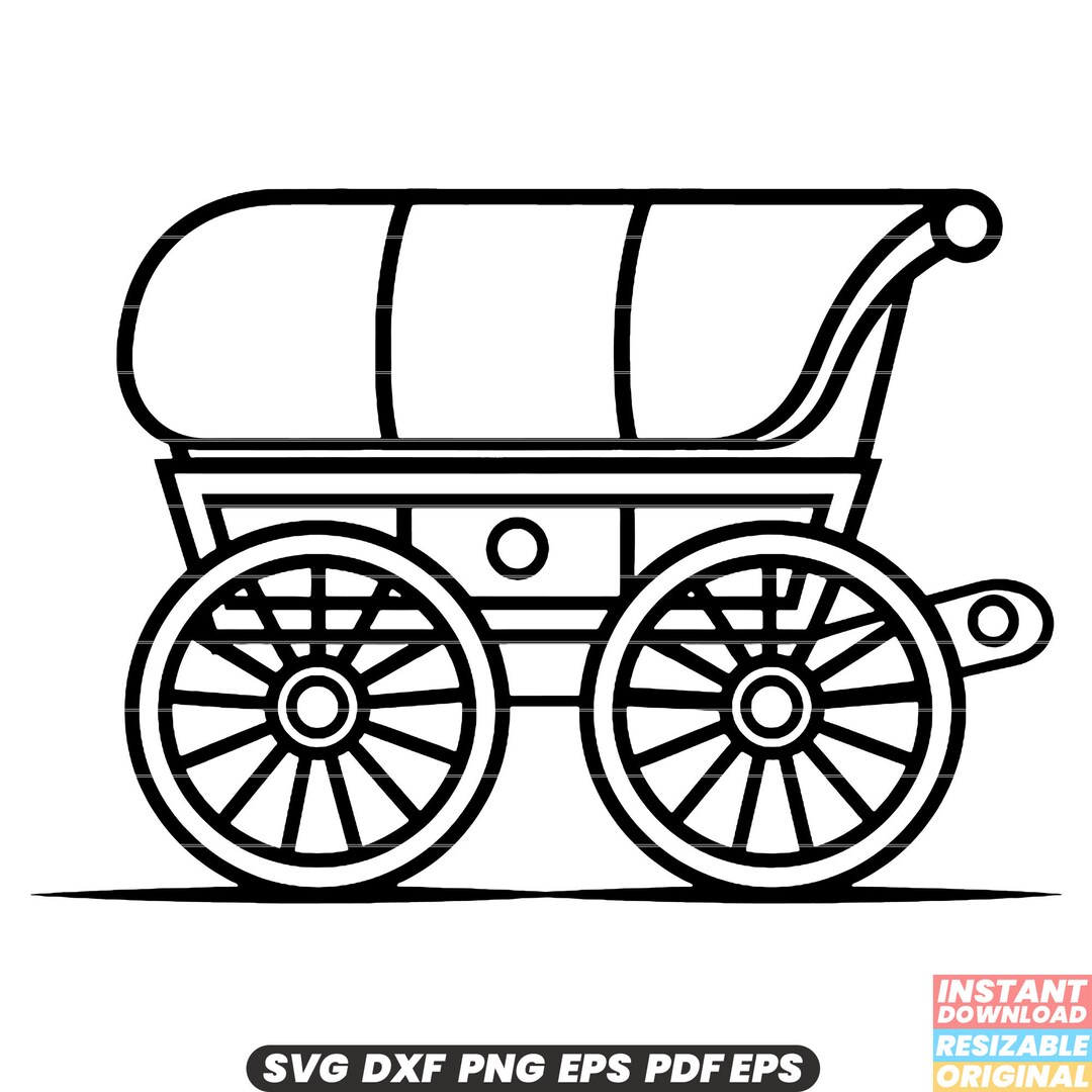 Wagon SVG Vintage Wagon Illustration Retro Cart Clipart Old-fashioned ...