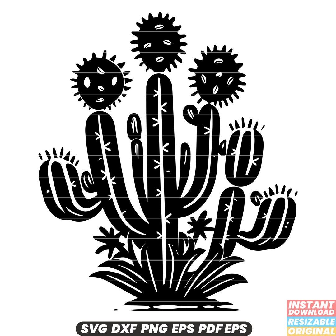 Cactus SVG, DXF, PNG, Desert Plant Cut File, Succulent Clipart, Cactus ...