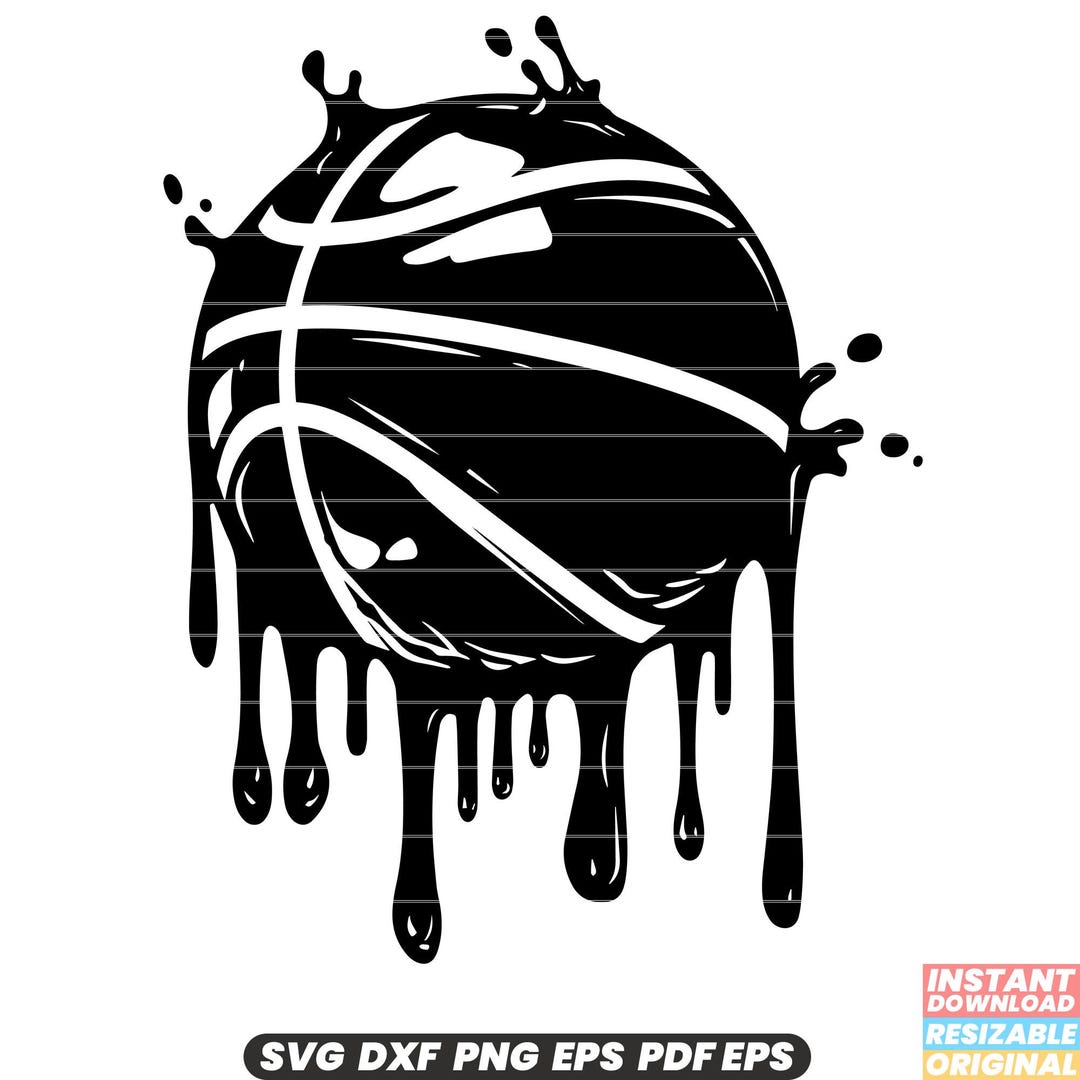 Dripping Melting Basketball Ball - SVG, DXF, PNG, Cut File & Clipart ...