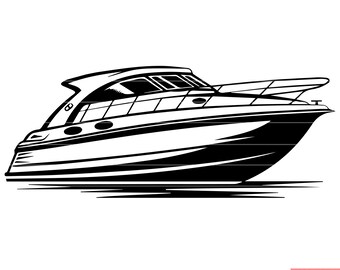 Cabin Cruiser Boat Vessel Yacht Watercraft Maritime Luxury SVG DXF PNG ...