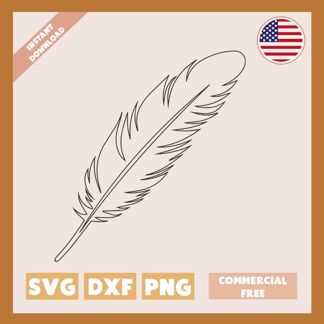 Feather Outline SVG PNG DXF Ekg Cut File Clipart Instant Download ...