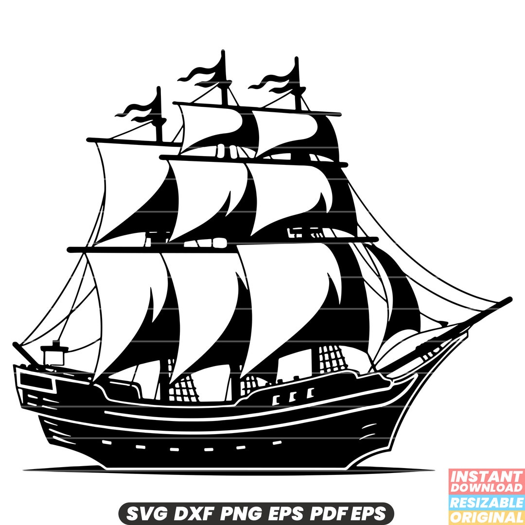 Pirate Ship Buccaneer Sailboat Sailing Vessel Sail Mast Jolly Roger ...