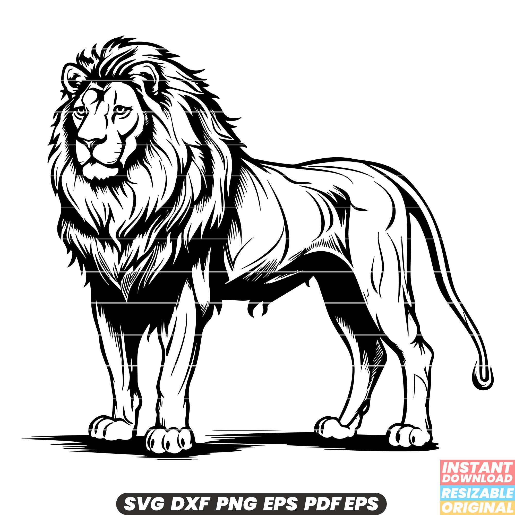 Lion SVG, Lion DXF, Lion PNG Digital Designs Instant Download 4 - Etsy