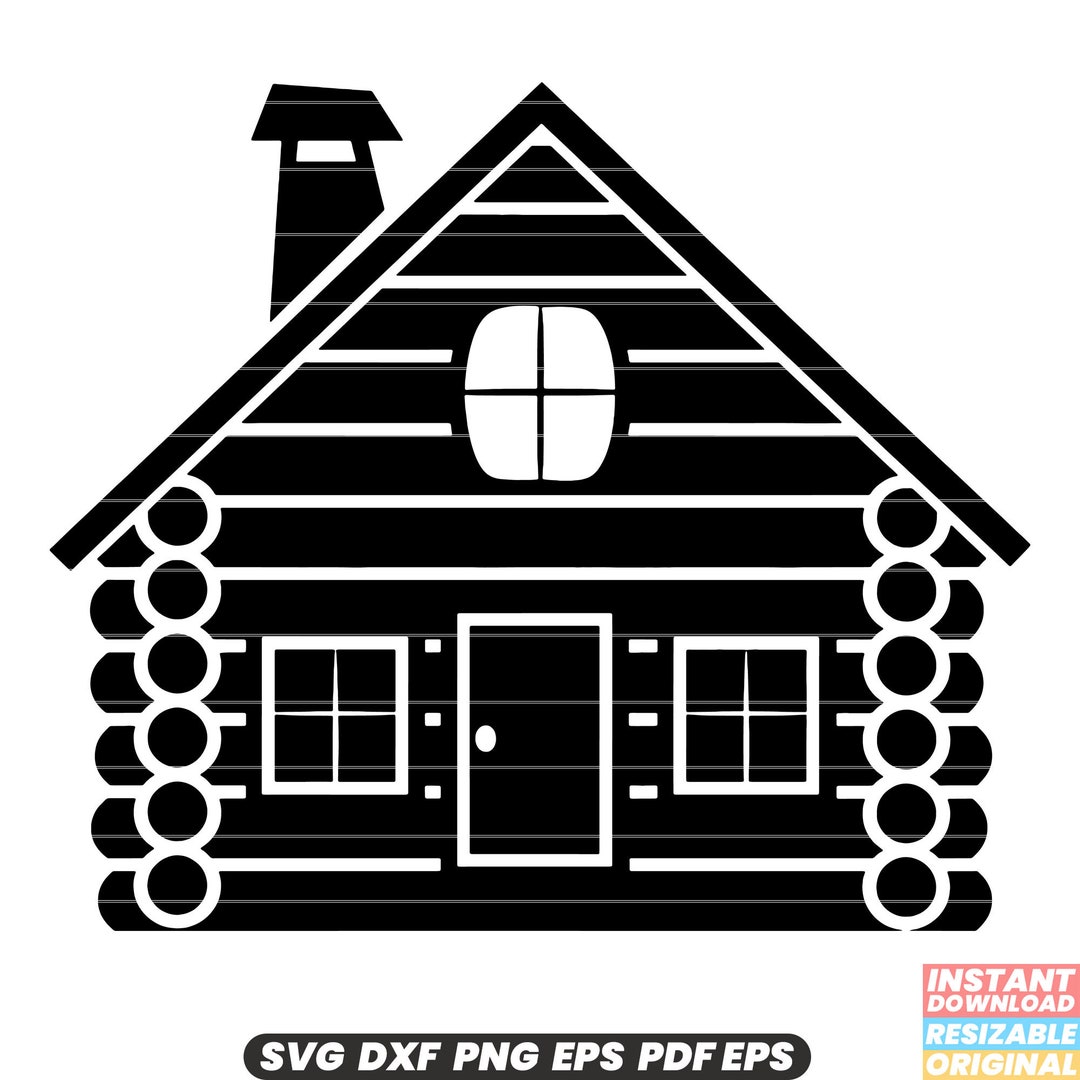 Log Cabin SVG Rustic Architecture Illustration Log Cabin Clipart Wooden ...