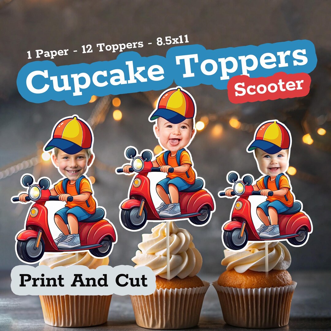 Personalized SCOOTER Printable Cupcake Toppers | Baby Shower Decor ...