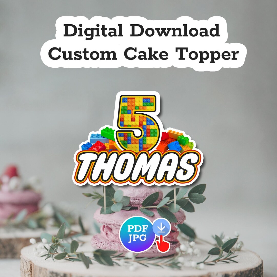 Custom Name Building Blocks Cake Topper for Boys Birthday Party ...