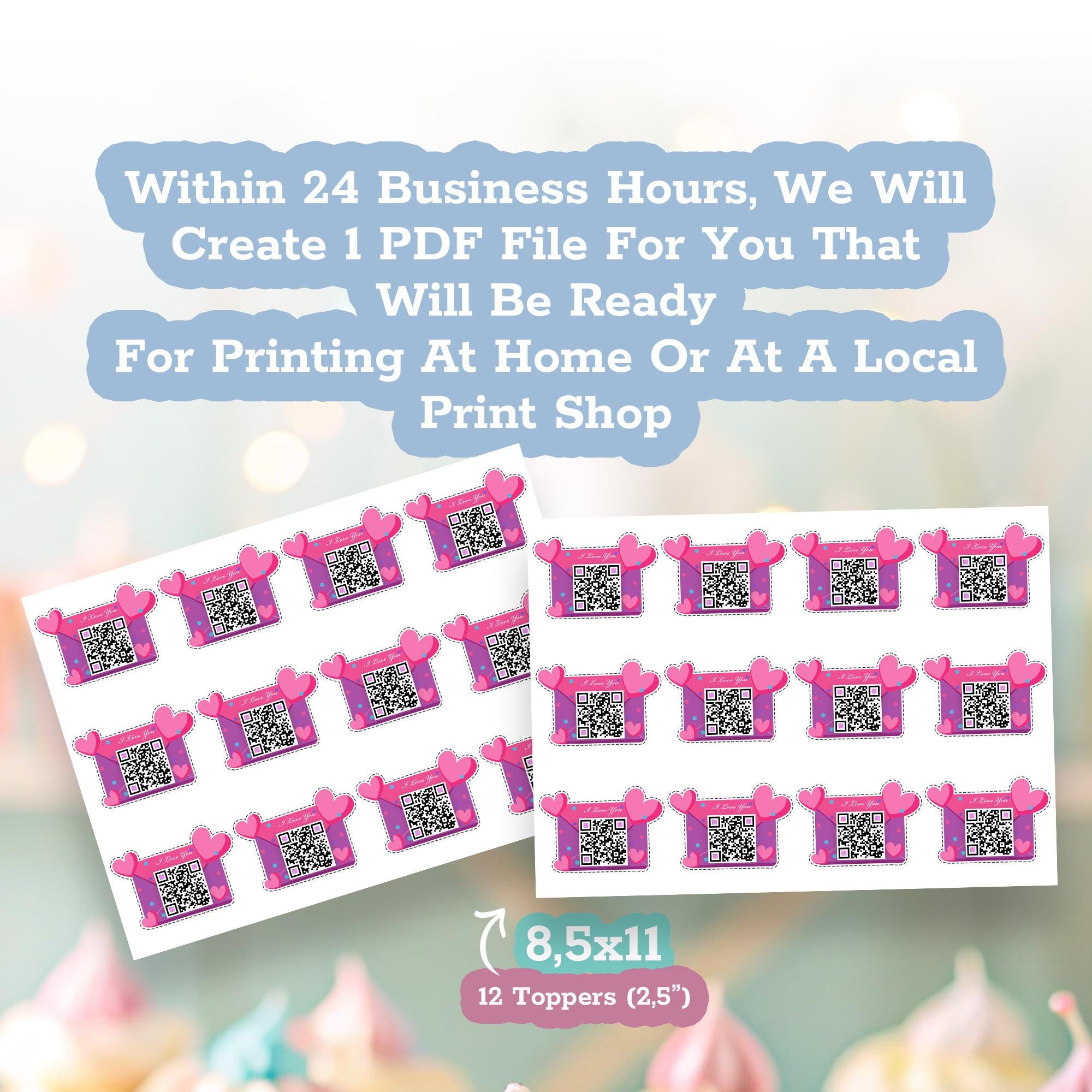 Custom Pink “I Love You” QR Code Cupcake Toppers | Printable Ways to ...
