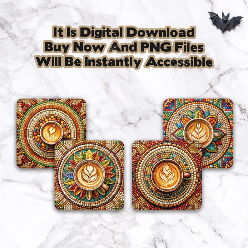 Mosaic Art Coasters Sublimation Designs Pngs, Digital Download Only ...