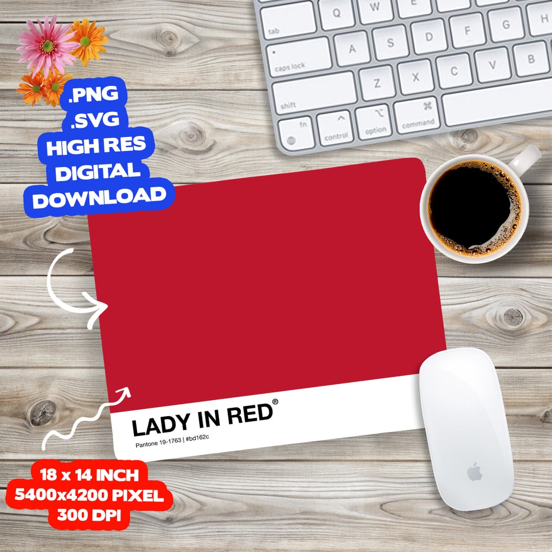 Pantone Lady in Red Digital Download Mouse Pad Sublimation Design PNG ...