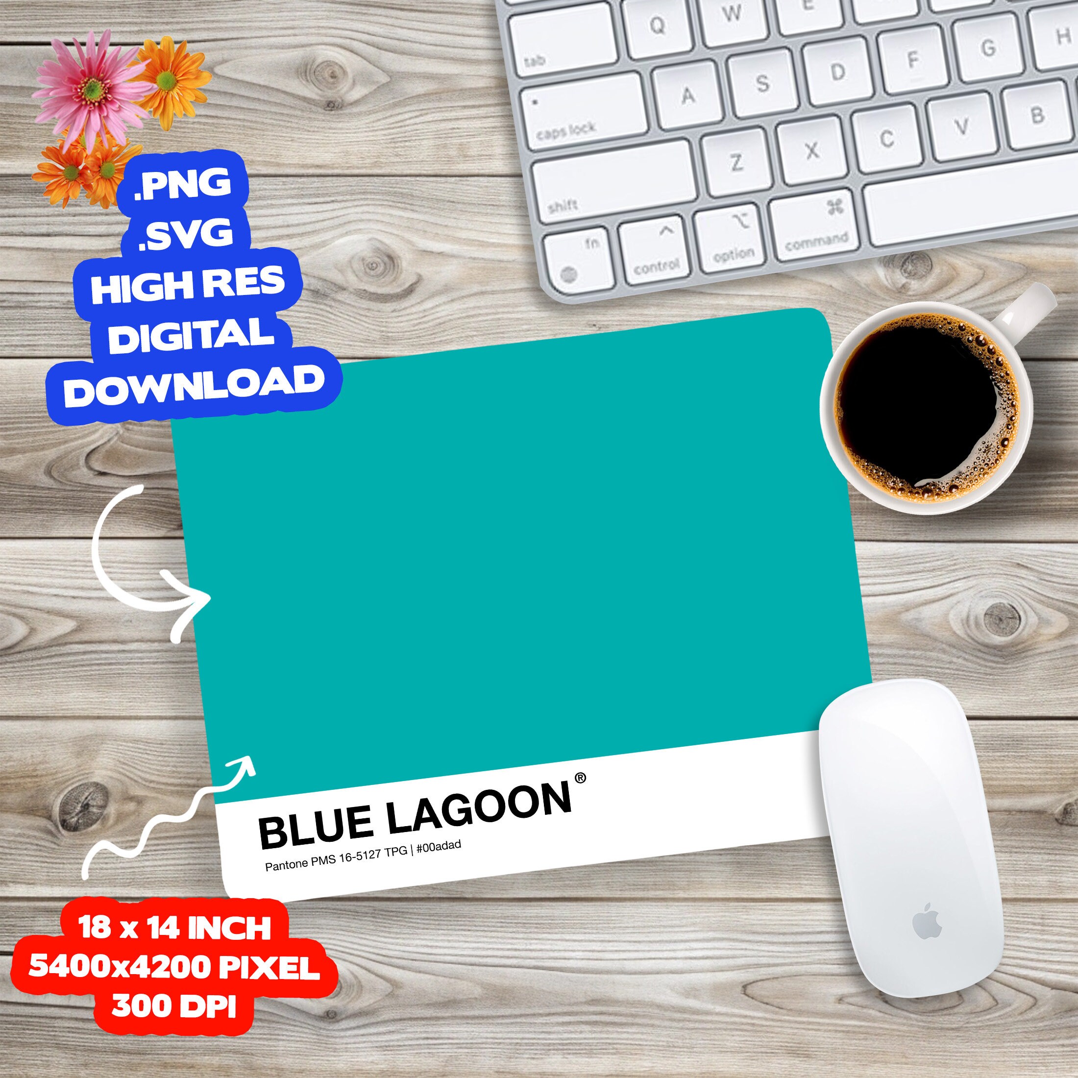 Blue Lagoon Pantone Digital Download Mouse Pad Sublimation Design PNG ...