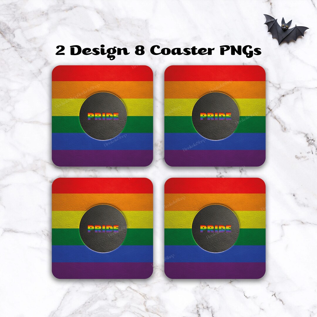 PRIDE FLAG Sublimation Design Pngs, LGBT Colorful Coasters Digital ...