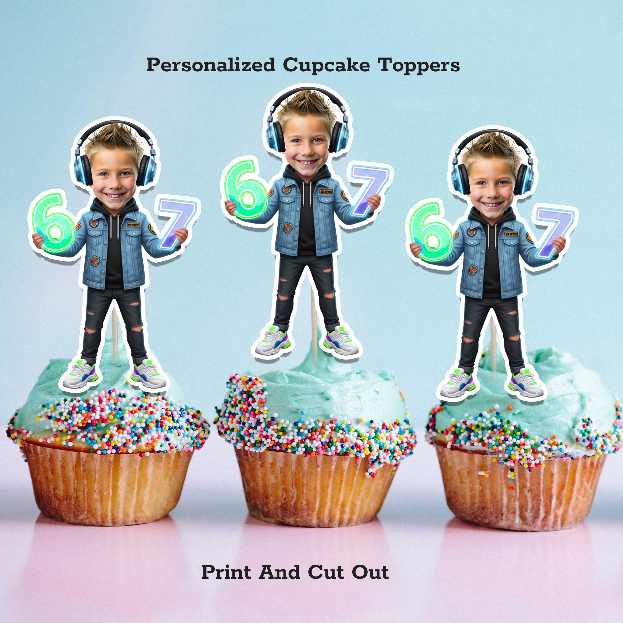 Printable Personalized Six Seven Meme Face Cupcake Toppers • Trending ...