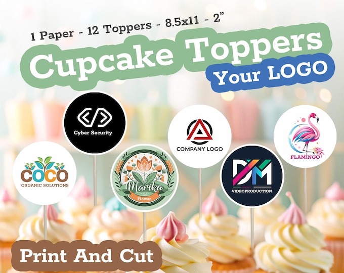 Corporate Logo Promotional Cupcake Toppers Logo Branded Cupcake Toppers ...
