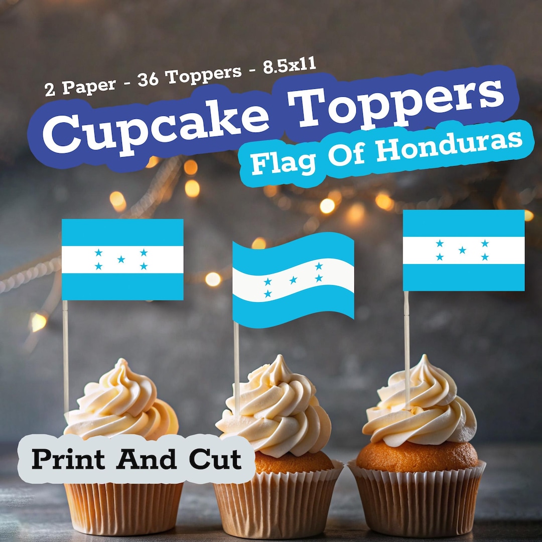 36 PCS Printable Honduras Mini Flag Cupcake Toppers Food Markers | Custom Party Decor | Cocktail ...
