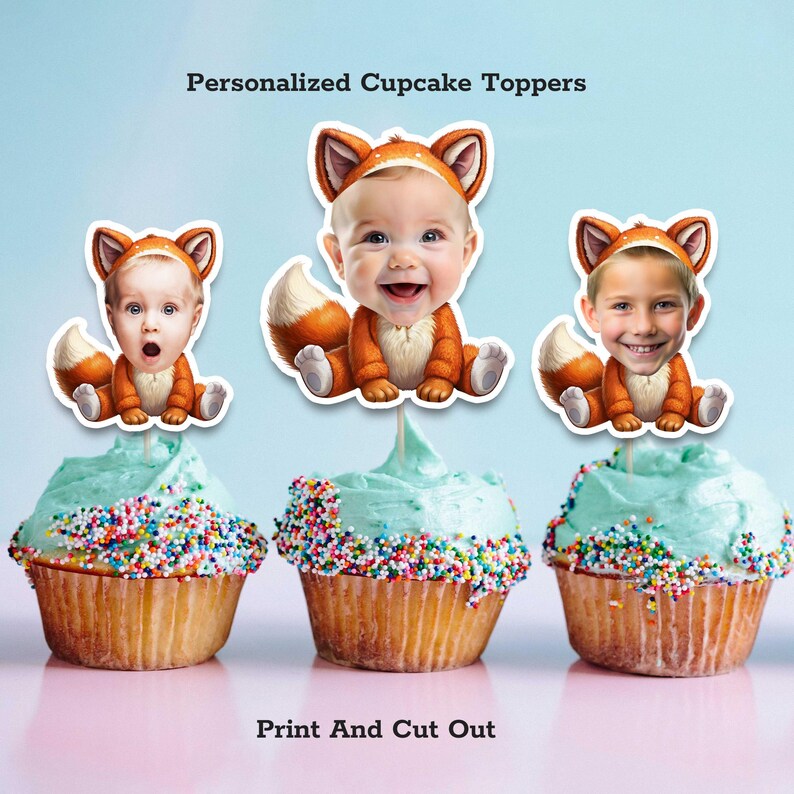 Printable Baby FOX Face Cupcake Toppers – Woodland Baby Shower or ...
