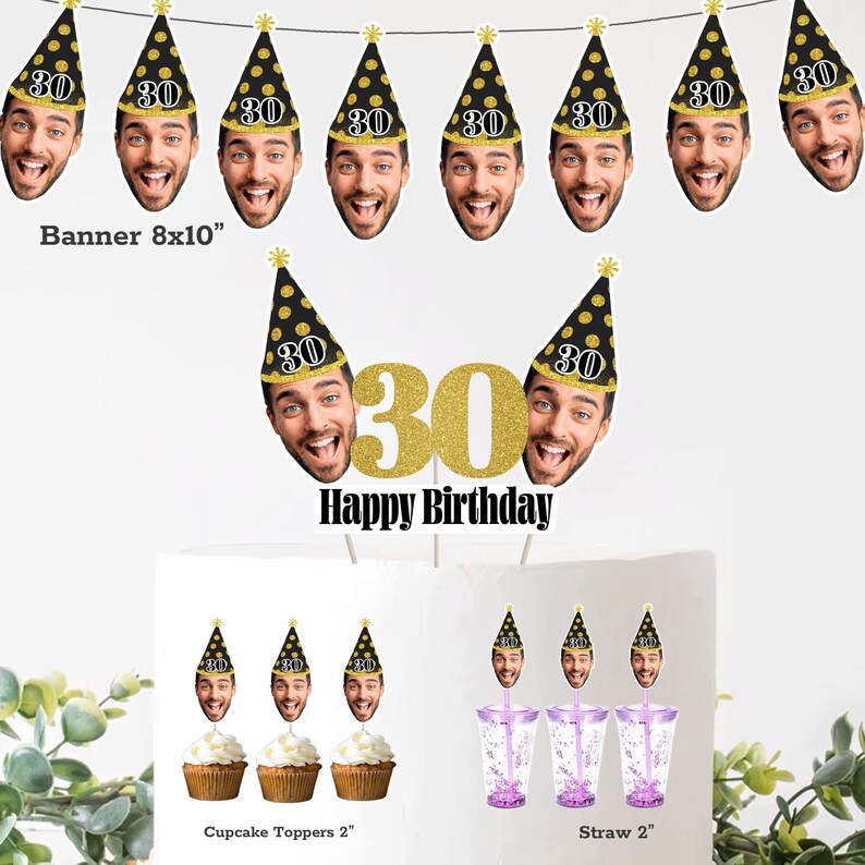 Personalized Custom Face Cake Topper, Cupcake Toppers & Face on Stick ...