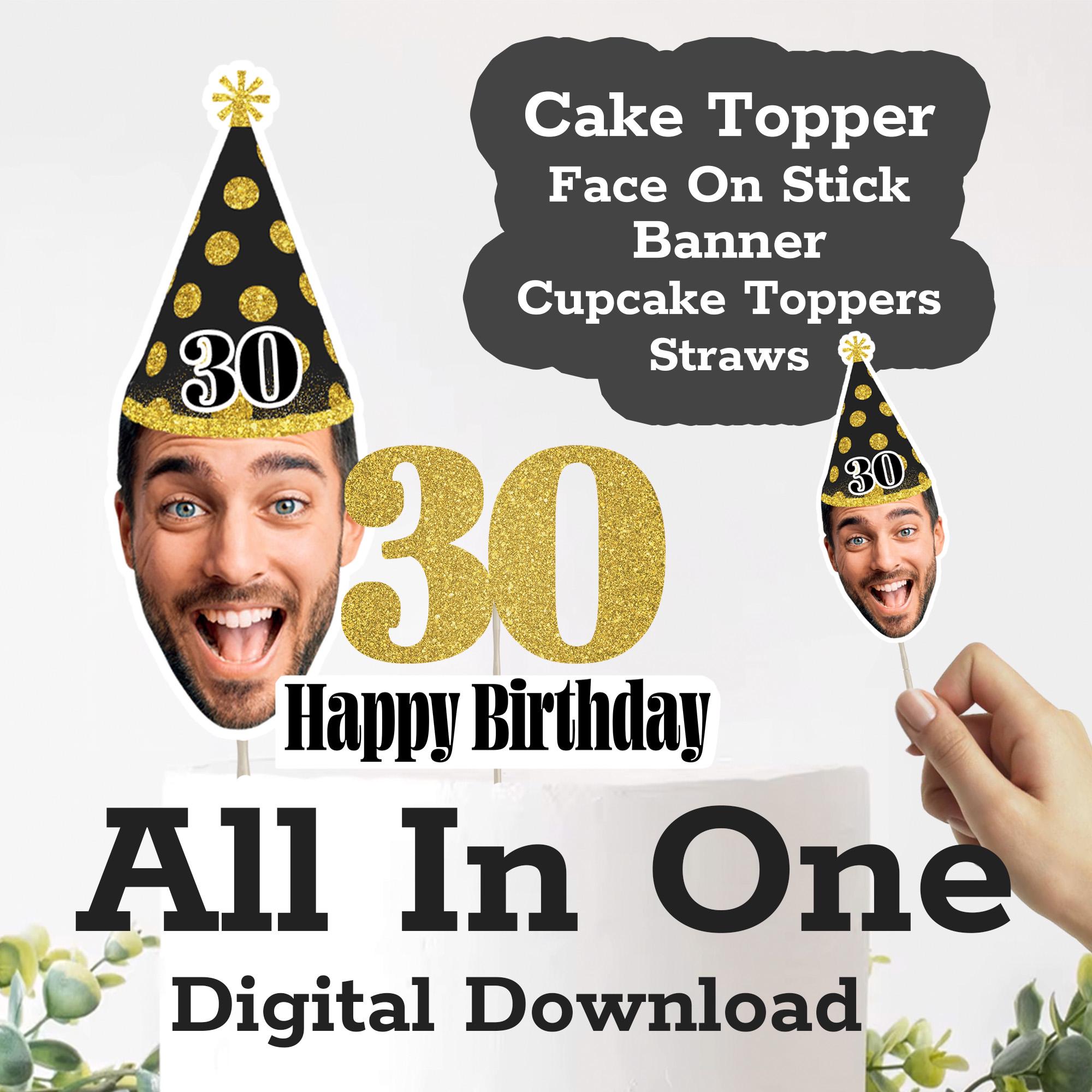 Personalized Custom Face Cake Topper, Cupcake Toppers & Face on Stick ...