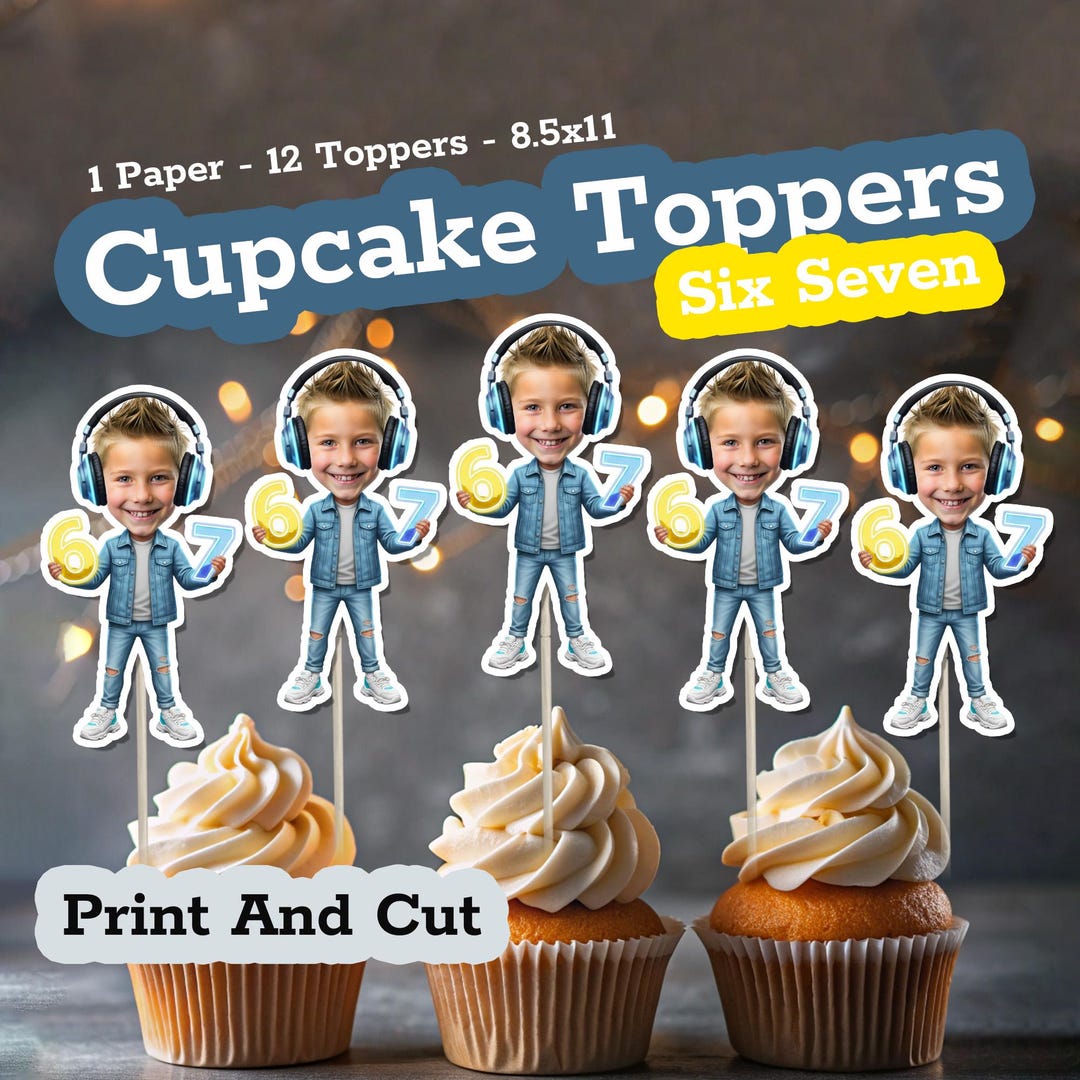 Printable Personalized Six Seven Face Cupcake Toppers • 67 Meme Decor ...