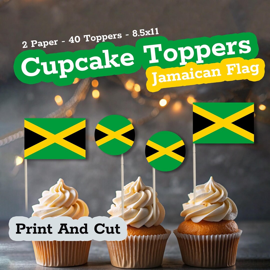 Printable Jamaican Mini Flag Cupcake Toppers | Jamaica Birthday Party ...
