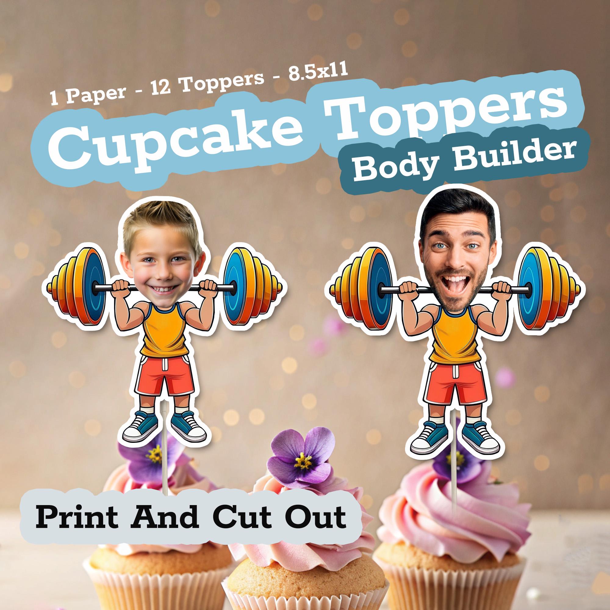 Printable Custom Photo Bodybuilding Cupcake Toppers | Perfect for ...