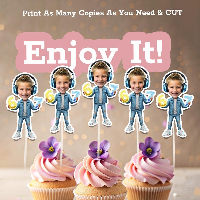 Printable Personalized Six Seven Face Cupcake Toppers • 67 Meme Decor ...
