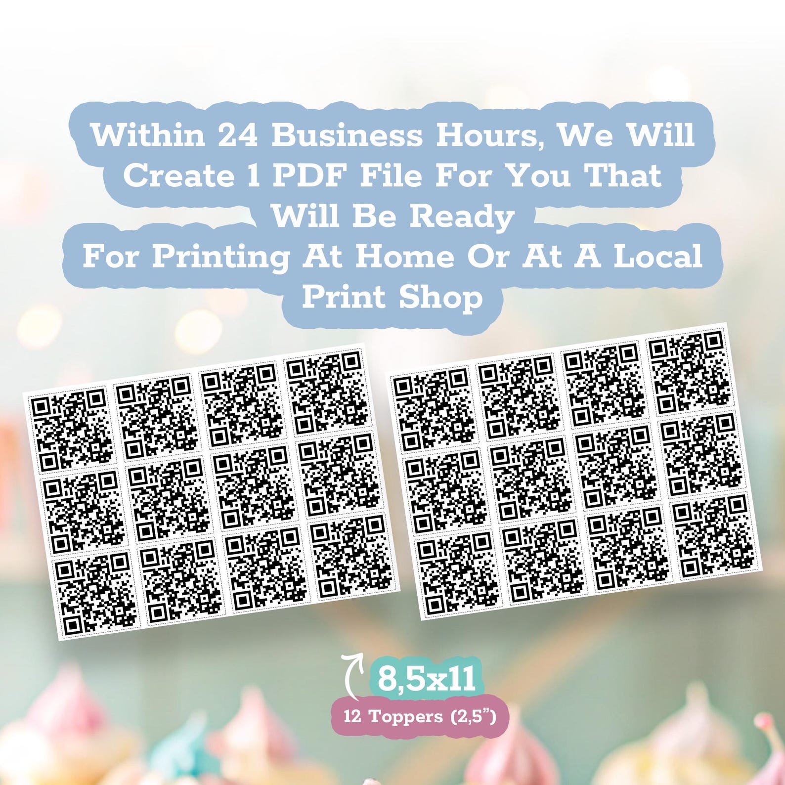 Custom QR CODE Cupcake Toppers 2.5 Digital Download, Qr Code Design for ...