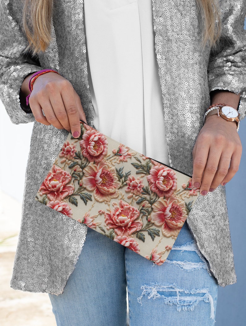 Flower Design Accessory Pouch, Pencil Pouch, Cute Makeup Bag ...