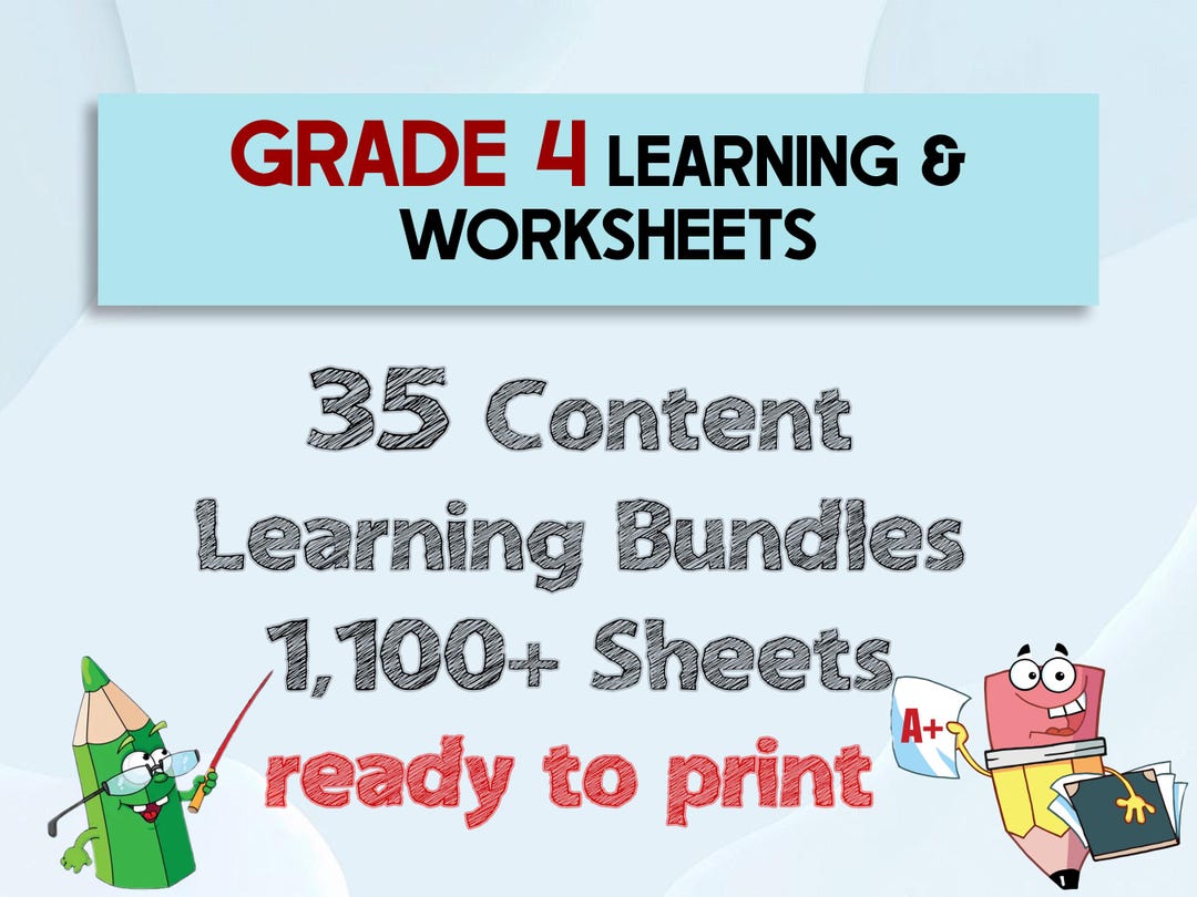 Grade 4 Learning Bundle 1,100 Pages Printable Activity Worksheets ...