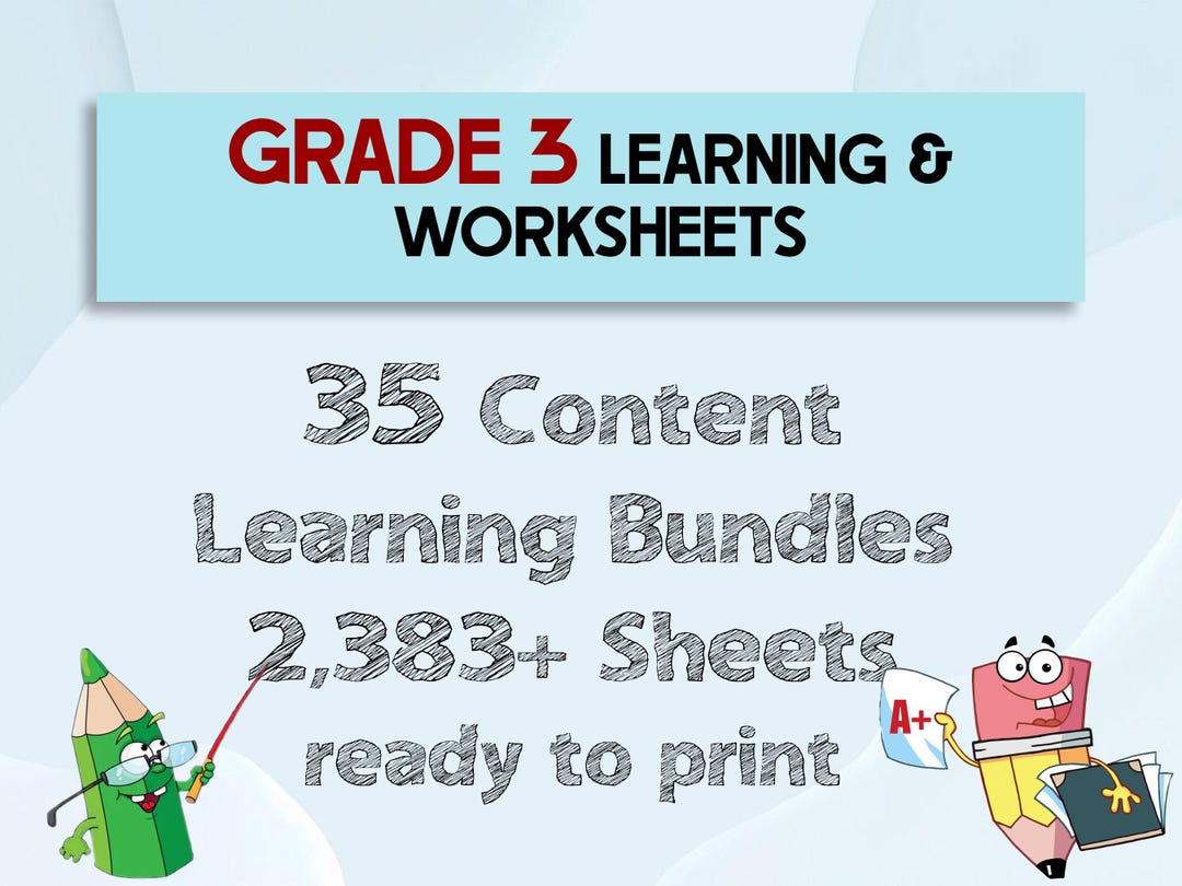 Grade 3 Learning Bundle 2,383 Pages printable Activity Worksheets ...