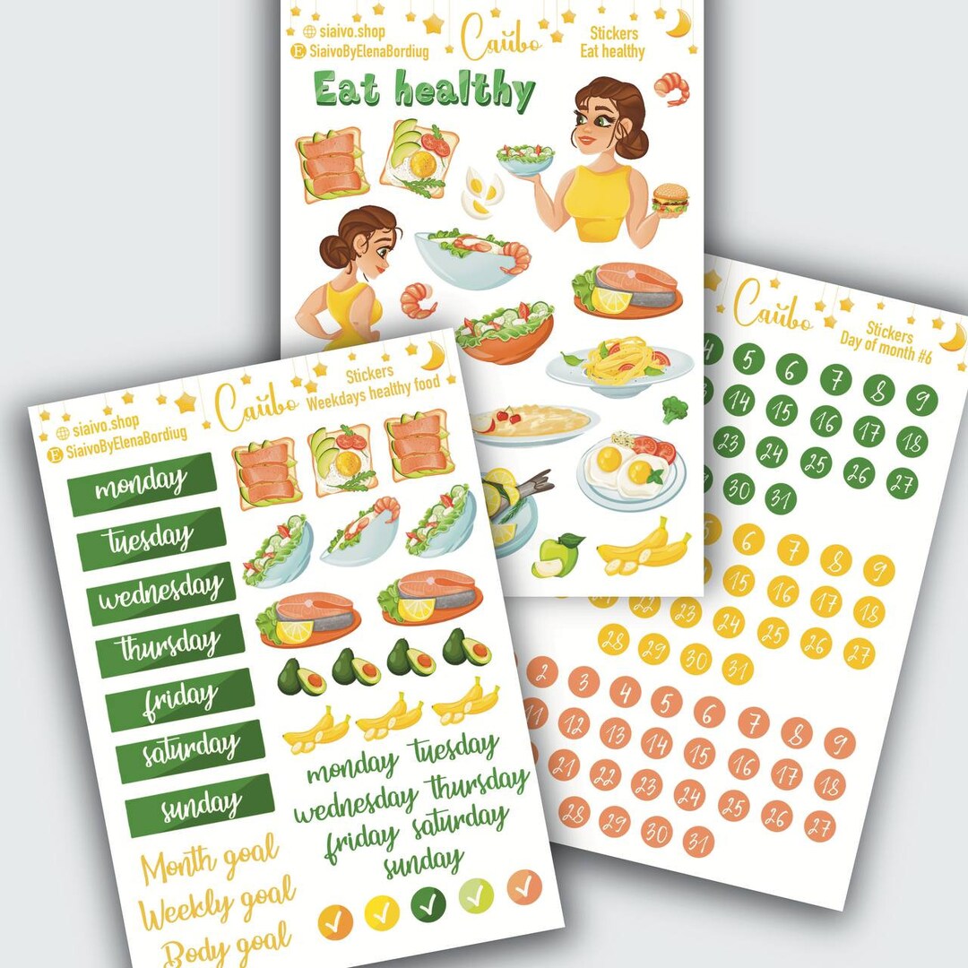 Sticker Sheet Healthy Food / Stickers Food, Scrapbooking Stickers ...
