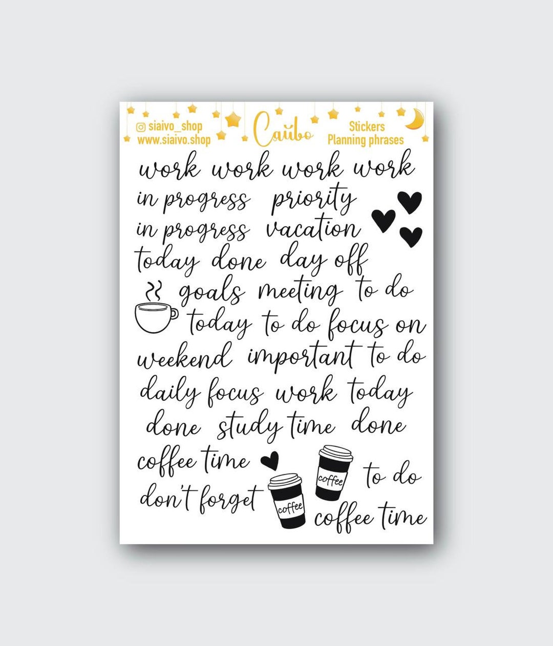 Sticker Sheet Planning Phrase Bullet Journal Sticker, Scrapbook ...