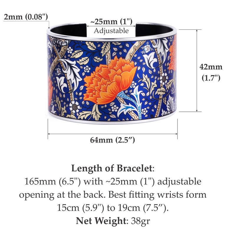Handmade Aluminum Cuff Bracelet, William Morris Inspired Floral Bangle ...