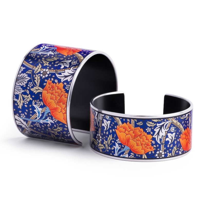 Handmade Aluminum Cuff Bracelet, William Morris Inspired Floral Bangle ...